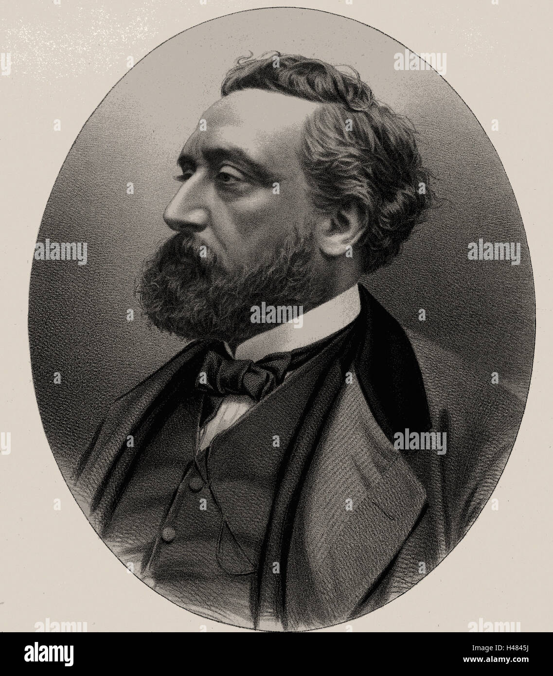 Engraving of leon gambetta 1838 1882 french statesman hi-res stock ...