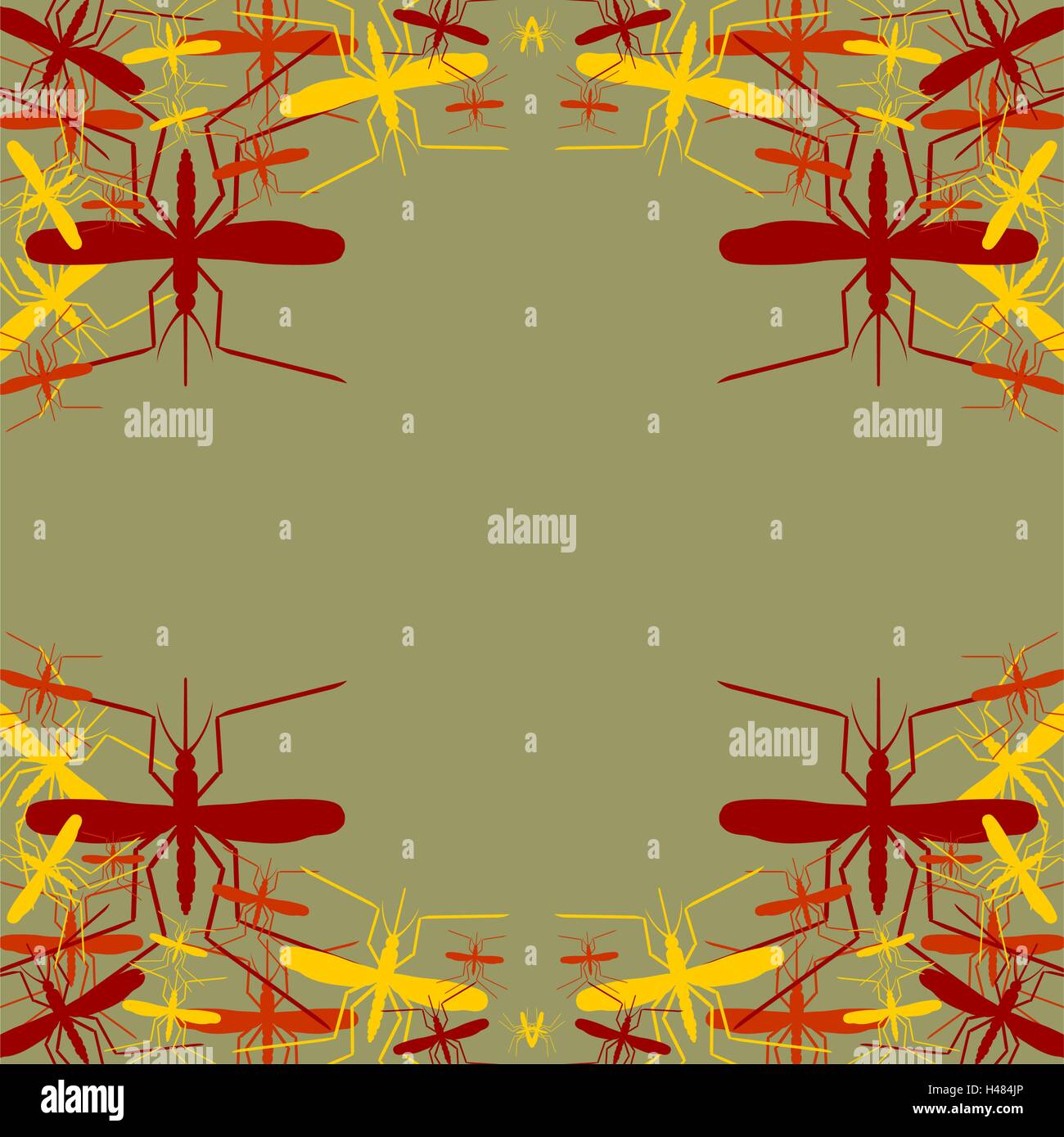 Leaflet pattern. Vector abstract background. Mosquito silhouette icons ...