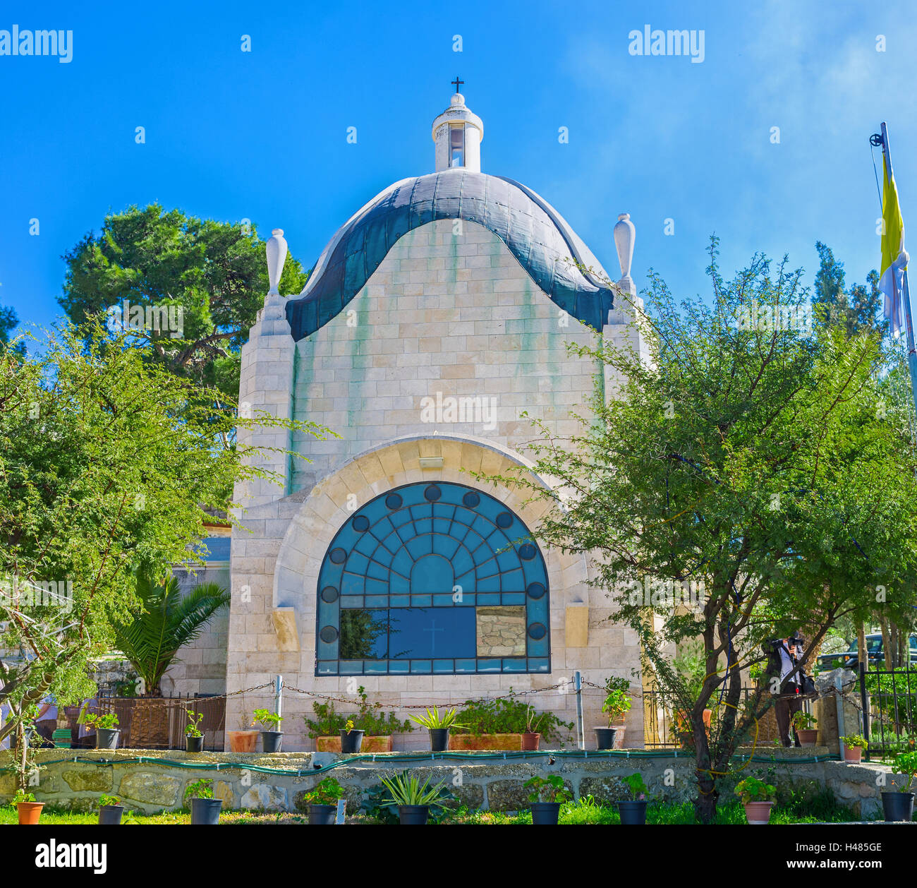 The modern Dominus Flevit Church located on the slope of the Mount of ...