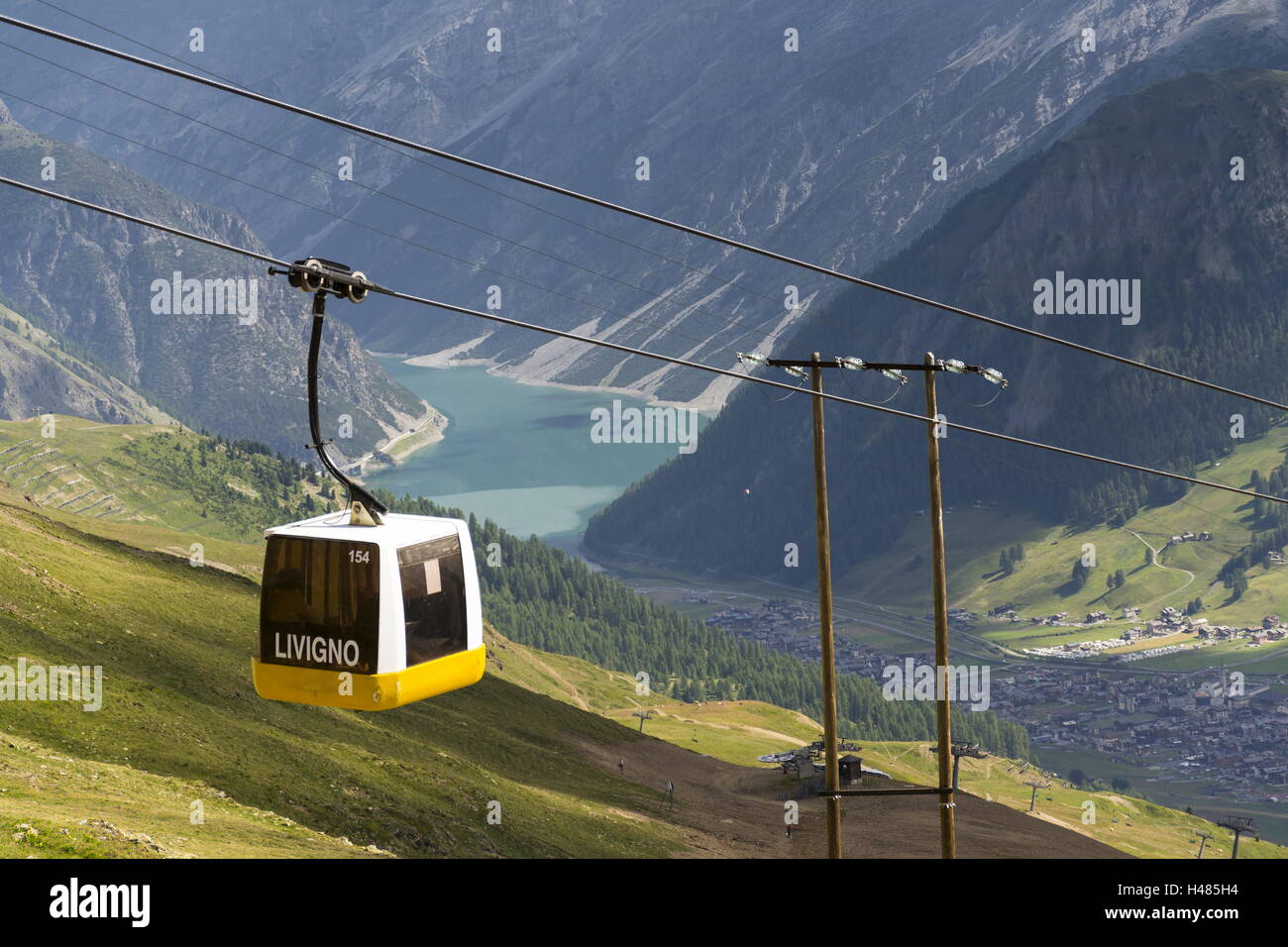 Cable car gondola in Alps mountains near Livigno lake Italy Stock Photo ...