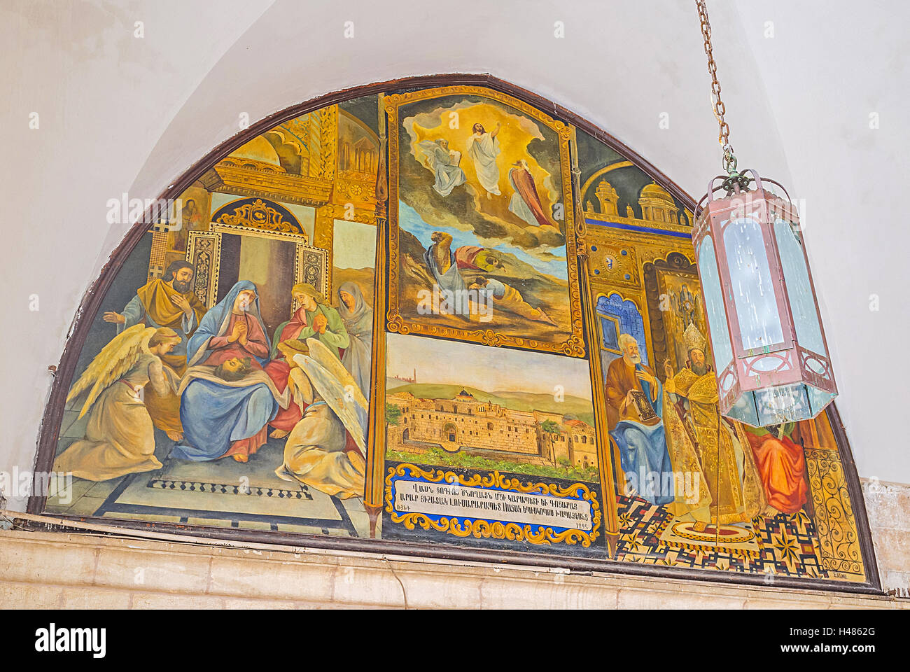 The arched gallery at the entrance of St James Cathedral decorated with ...