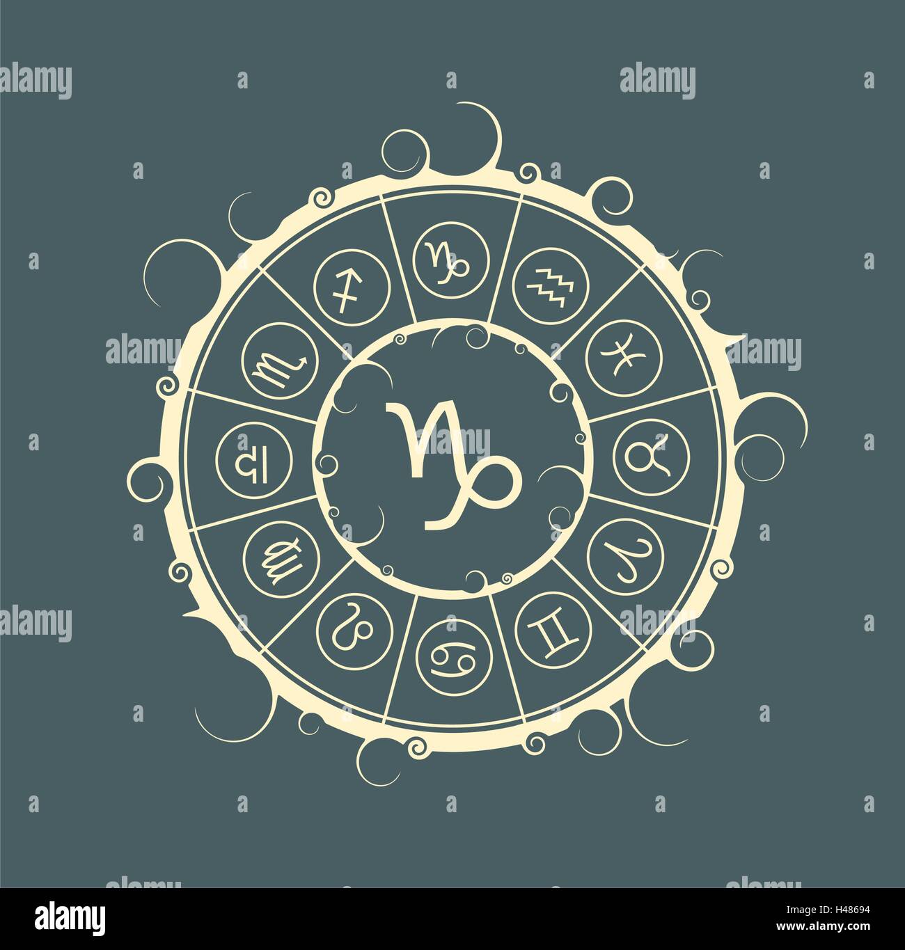 Astrology symbols in circle. Capricorn sign Stock Vector Image & Art ...