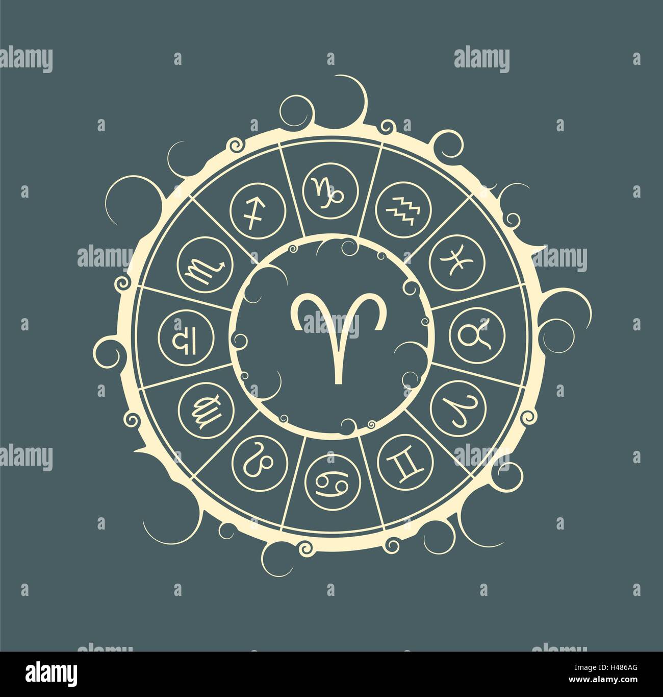 Astrology symbols in circle. Ram sign Stock Vector Image & Art - Alamy