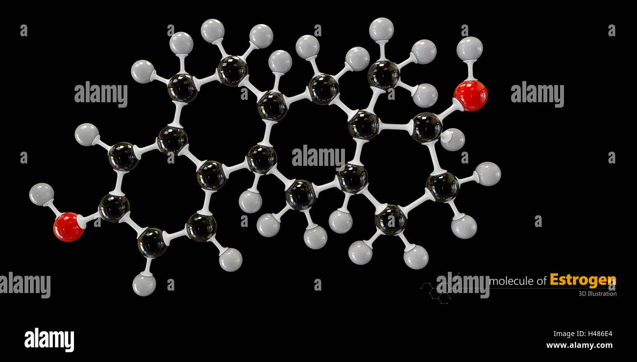 3d Illustration of Estrogen Molecule isolated black background Stock ...