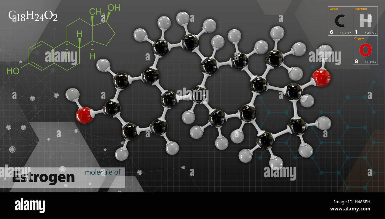 3d Illustration of Estrogen Molecule isolated dark background Stock Photo - Alamy