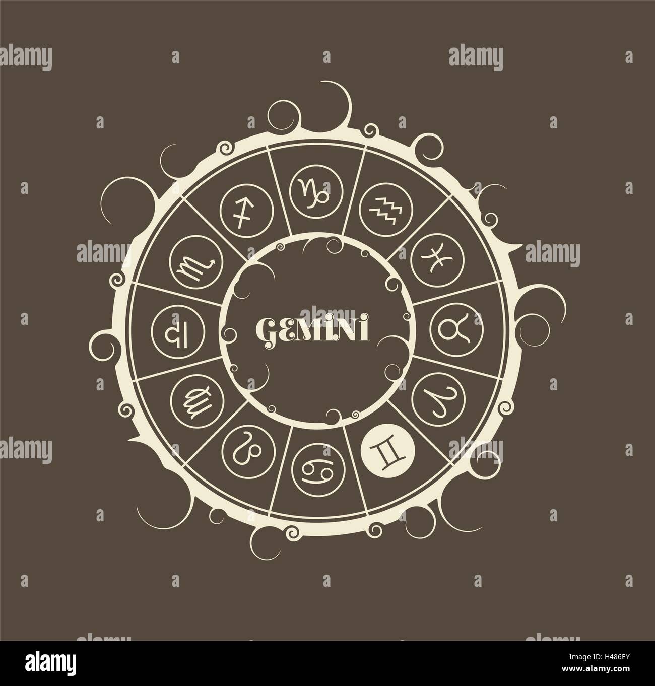 Astrology symbols in circle. Twins sign Stock Vector Image & Art - Alamy
