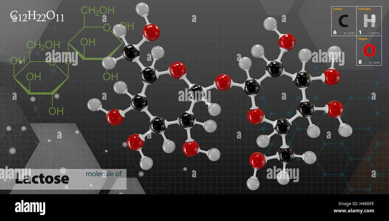 3d Illustration of Lactose Molecule isolated dark background Stock ...