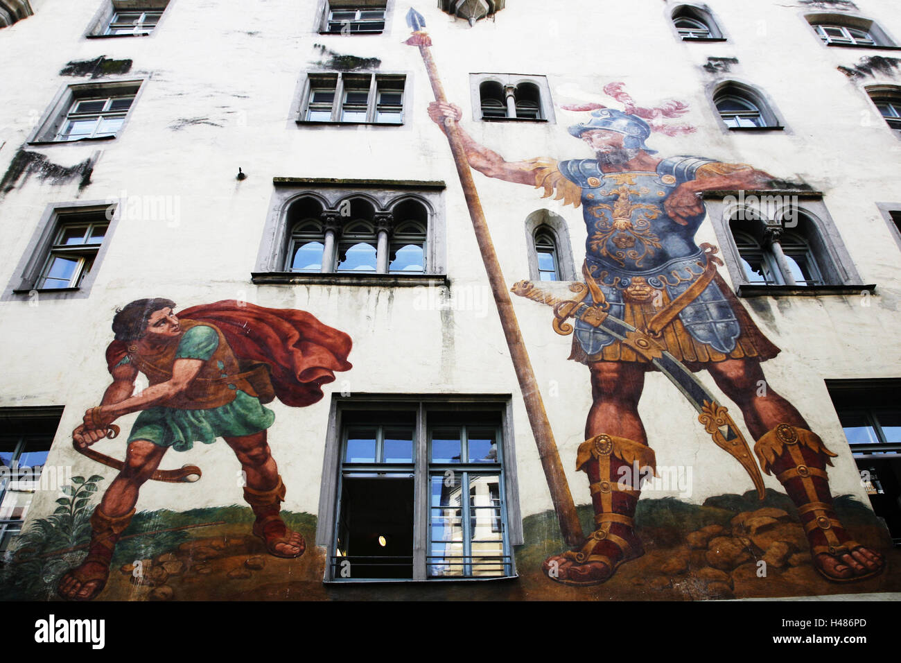 Germany, Bavaria, Regensburg, old town, Goliath house, painting ...