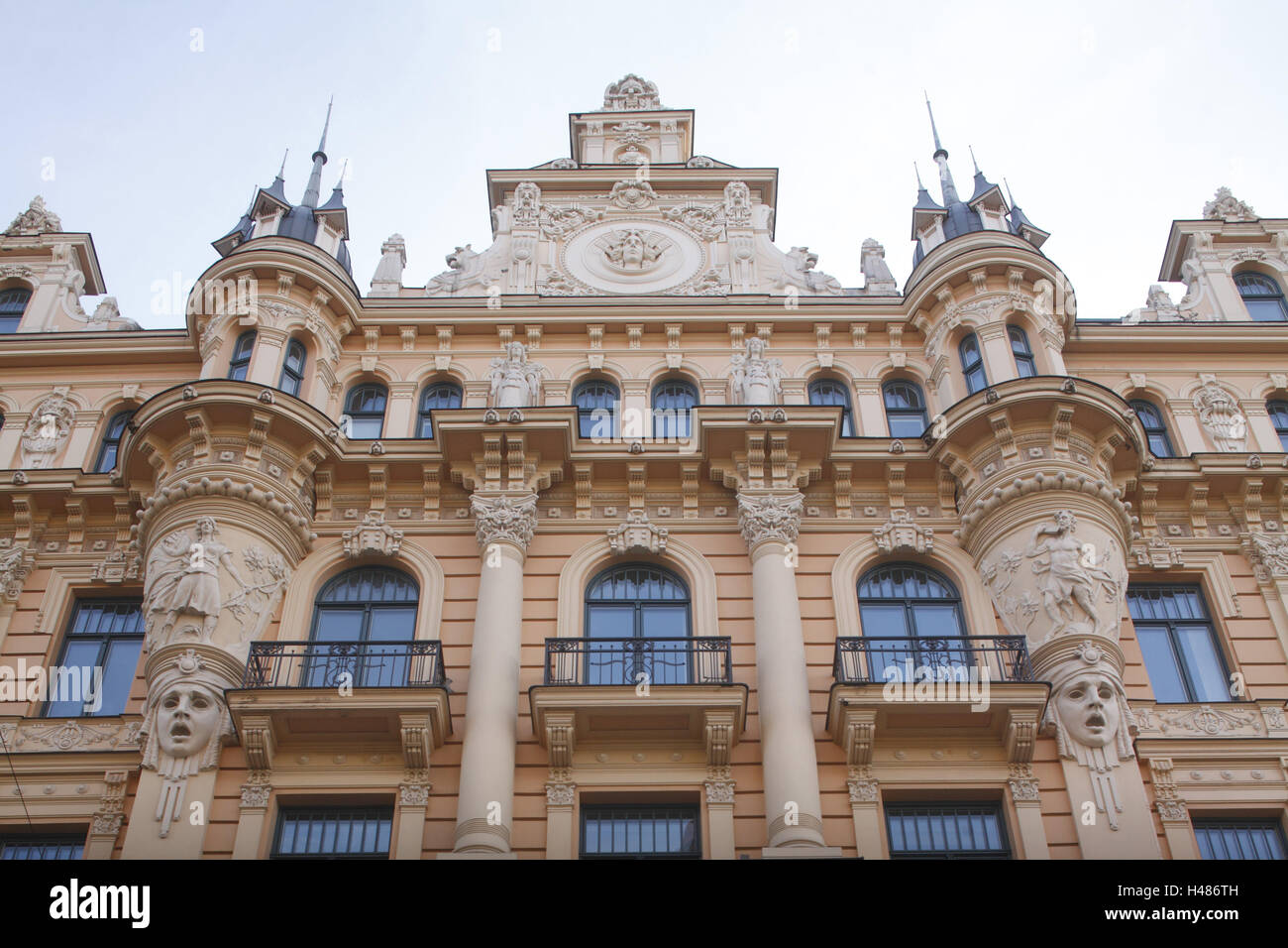 Latvia, Riga, gable Jugendstilhaus (historical building) in the Alberta ...