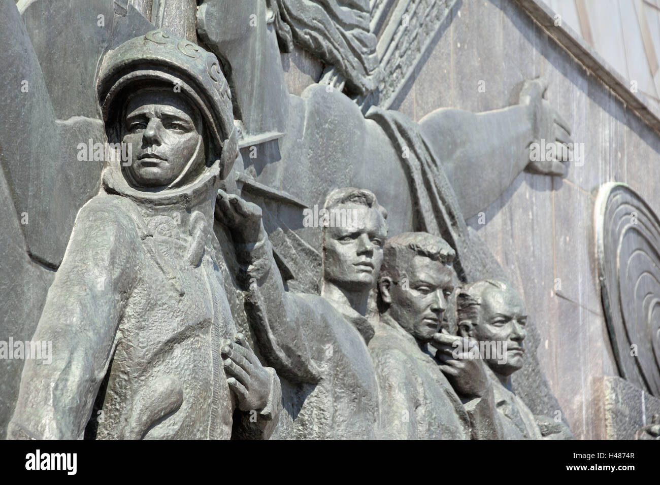 Moscow, space exhibition, monument, detail, cosmonaut Stock Photo - Alamy
