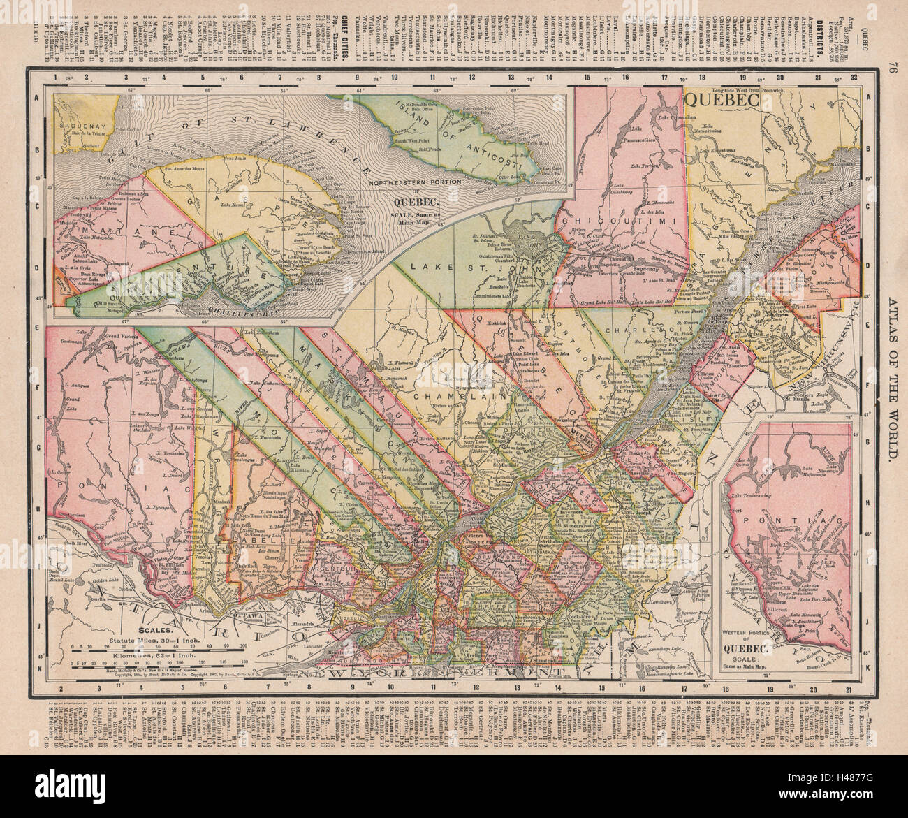 Quebec. Québec. Canada. RAND MCNALLY 1912 old antique vintage map plan ...