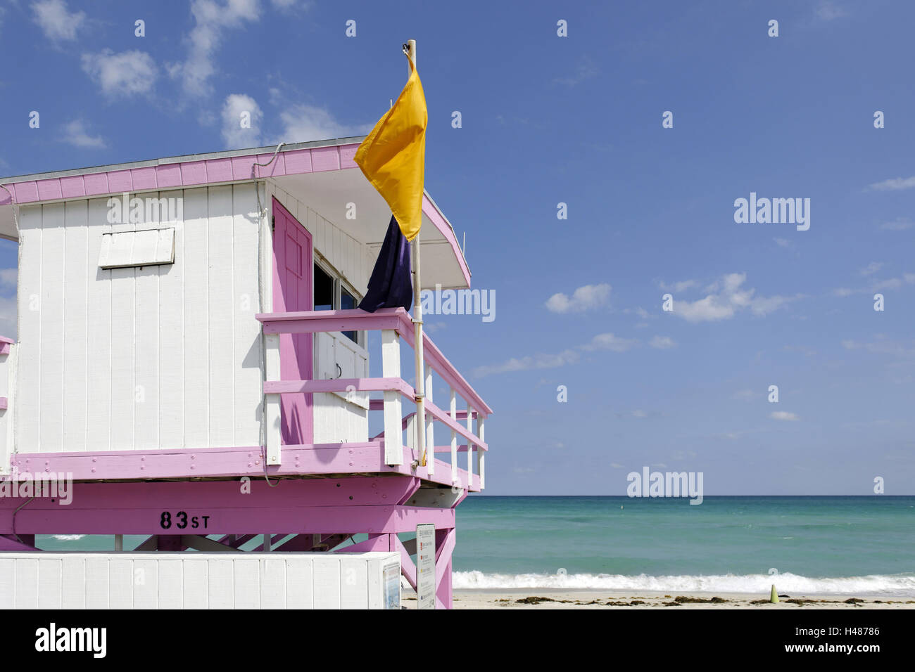 Beach lifeguard tower '83 St', Atlantic Ocean, Miami South Beach ...