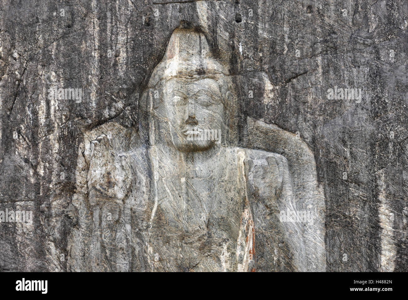Sri Lanka, Wellawaya, Buduruwagala, Buddhist temple, in bile chiselled ...