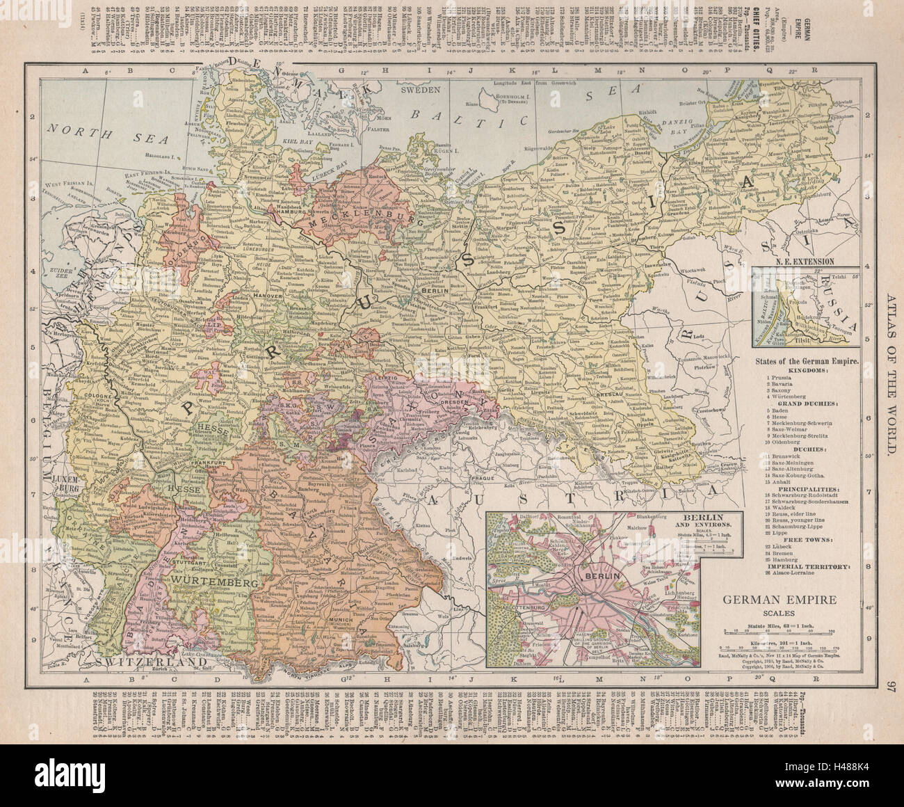 GERMANY EMPIRE. Prussia Poland Alsace Lorraine. Berlin. RAND MCNALLY ...