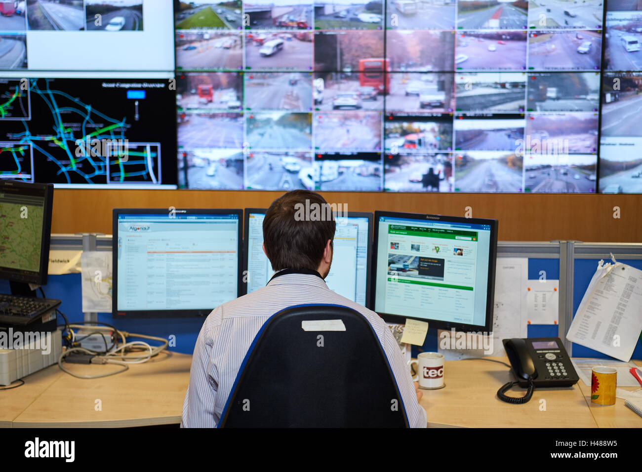 The Oxfordshire County Council highways control room Stock Photo - Alamy
