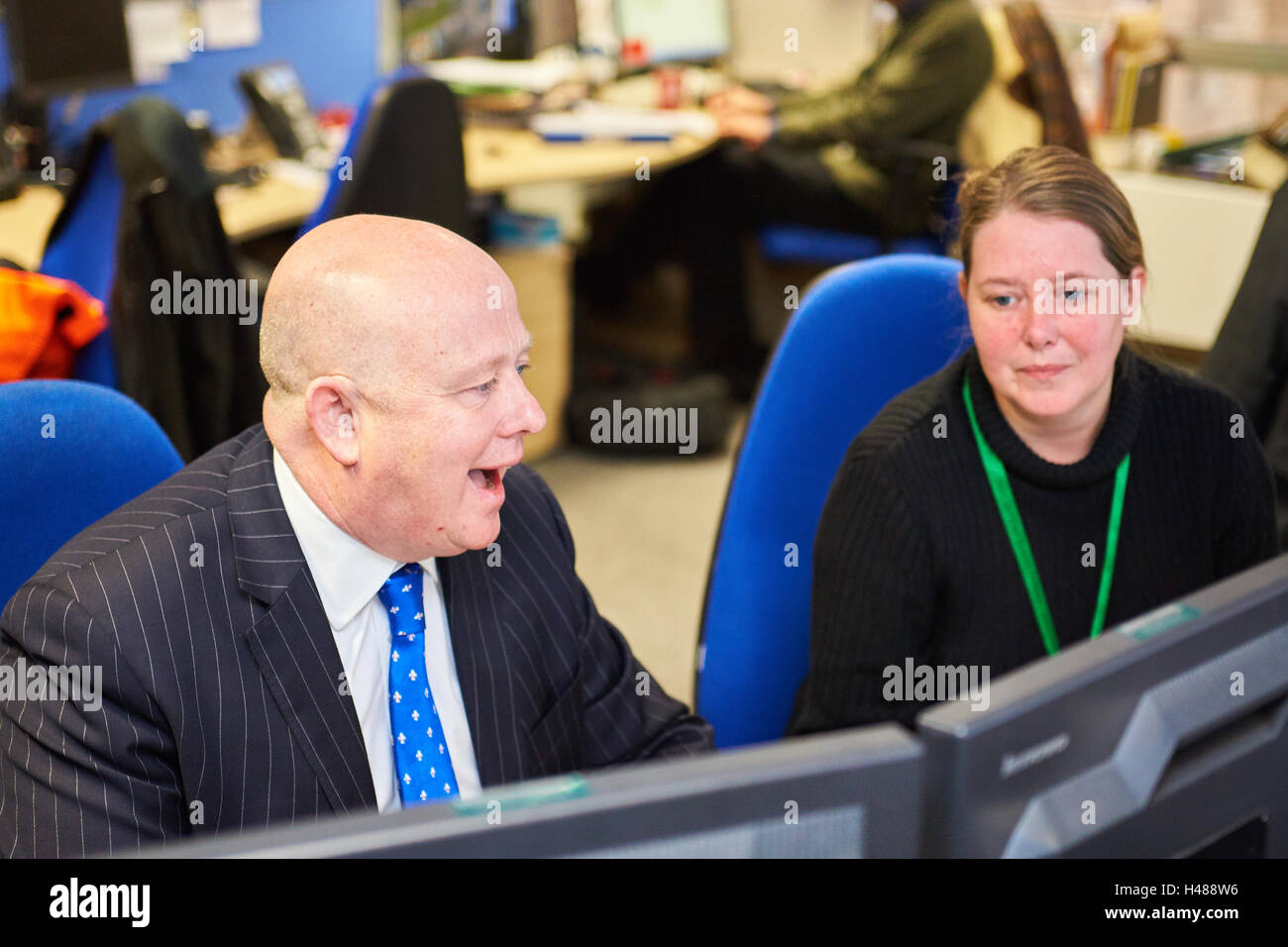 Ian Hudspeth (L), Leader of Oxfordshire County Council in the highways ...