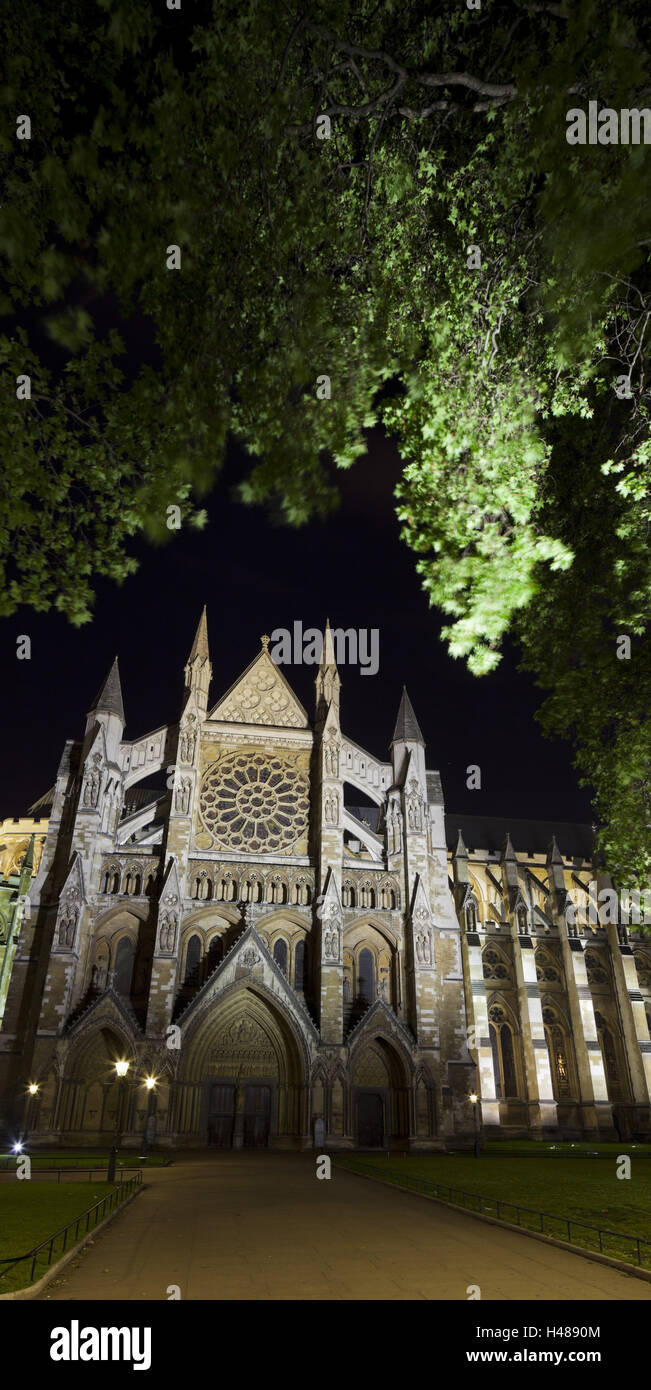 Of Westminster Abbey, illuminateds, at night, London, England, Great ...