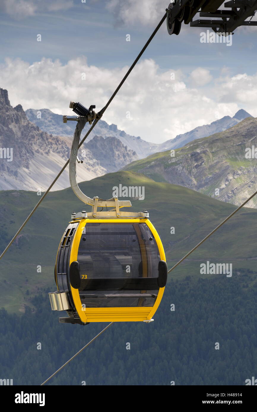 Cable car gondola in Alps mountains near Livigno lake Italy Stock Photo ...