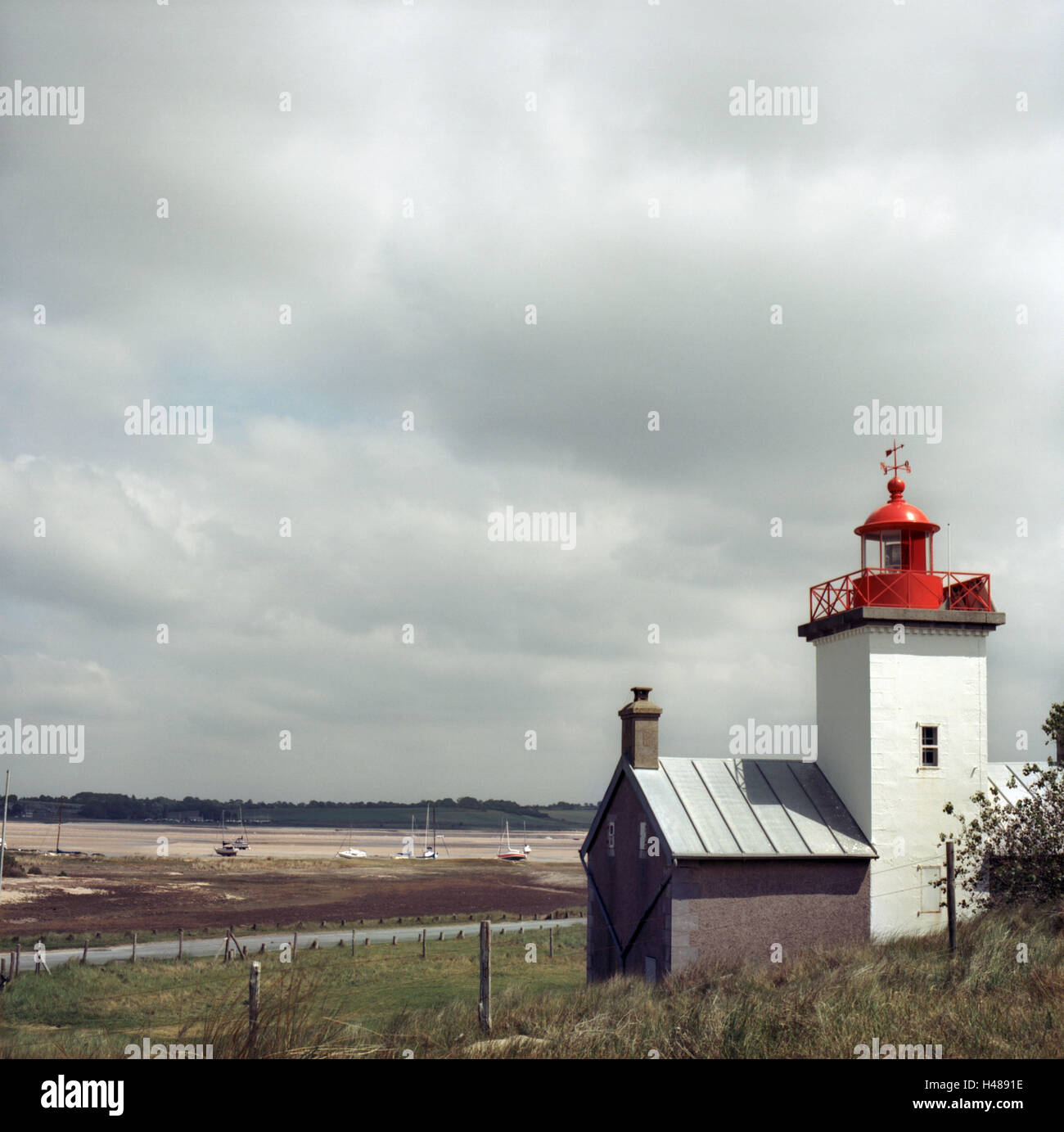France, Normandy, point d'Agon, sea, coast, lighthouse, low tide Stock ...
