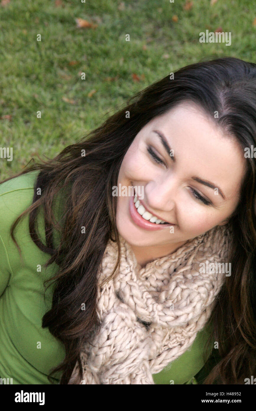 Woman, smiling, portrait, from above Stock Photo - Alamy