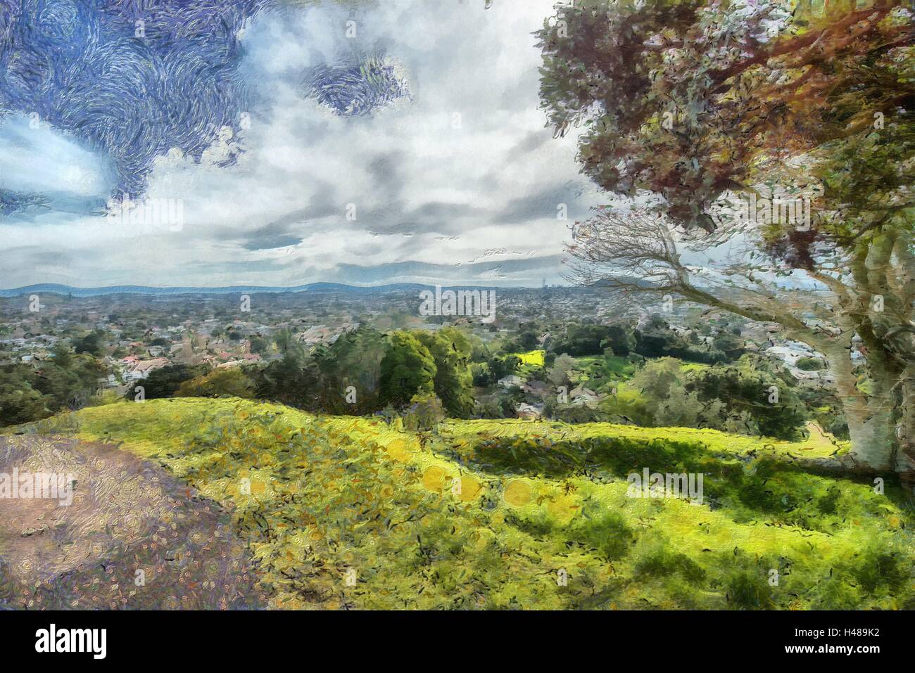 View of suburbs from hilltop Stock Photo - Alamy