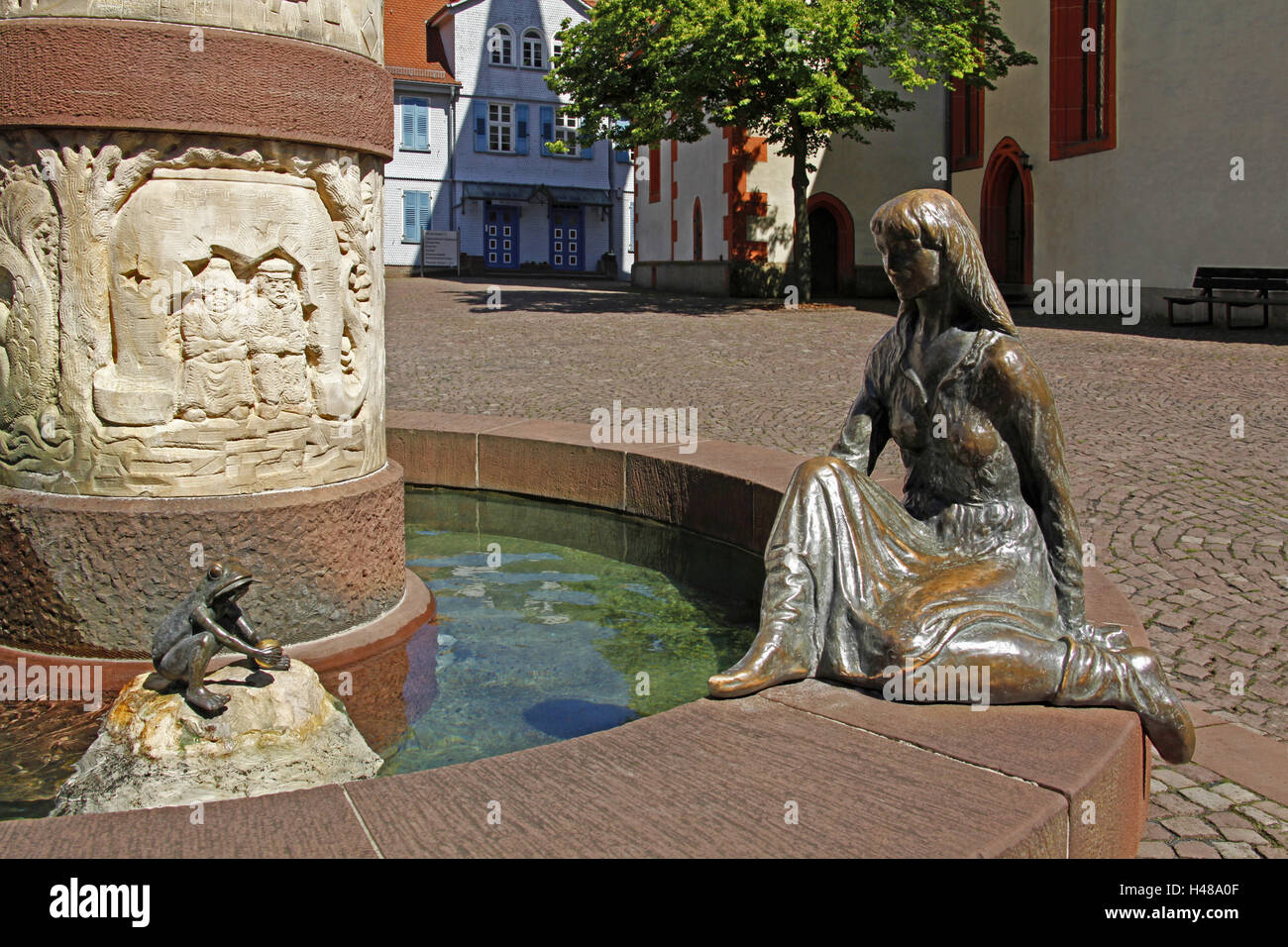 Germany, Hessen, Steinau in the street, fairy tale well, frog prince ...