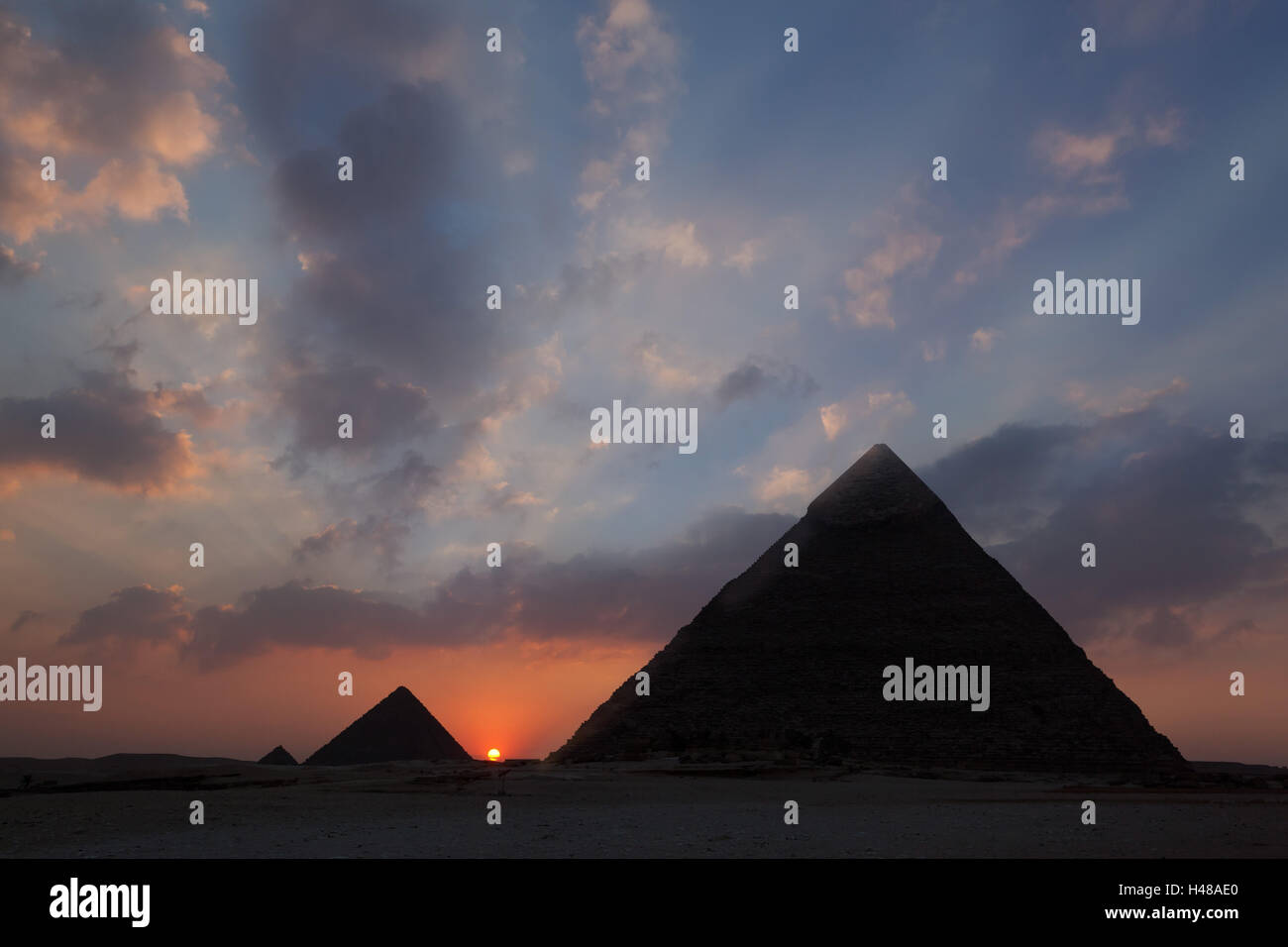 Egypt, Cairo, pyramids of Giza, sunset Stock Photo - Alamy