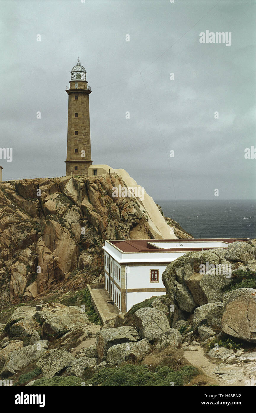 Spain, Galicia, Camarinas, Cabo Vilan, lighthouse, coastal region ...