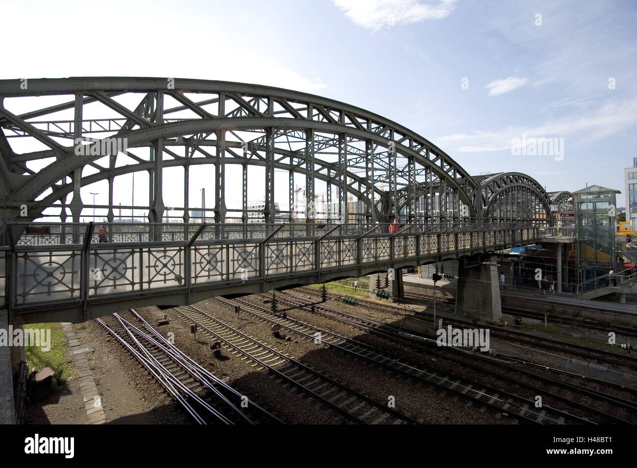 Germany, Bavaria, Munich, hacker's bridge, steel roadway arch bridge ...
