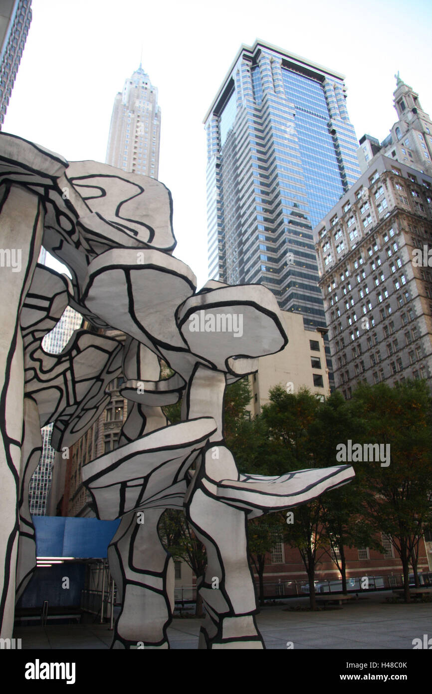 The USA, high rises, sculpture, North America, town, city, building ...