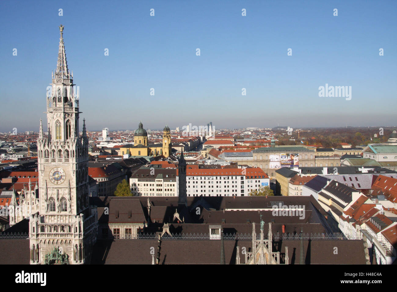 Germany, Bavaria, Munich, town overview, new city hall, city centre ...