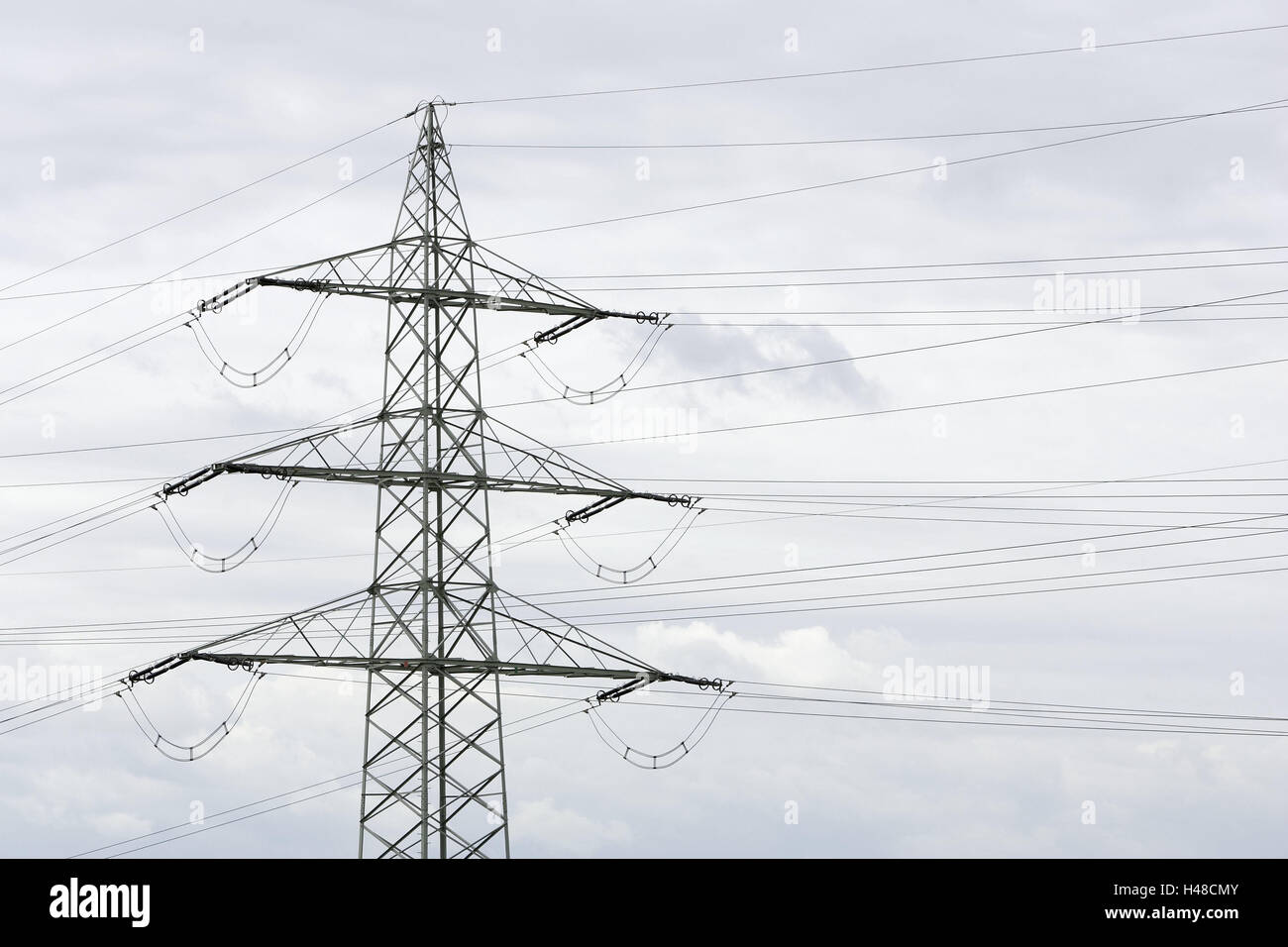 High-voltage poles, detail, power poles, masts, construction, steel ...