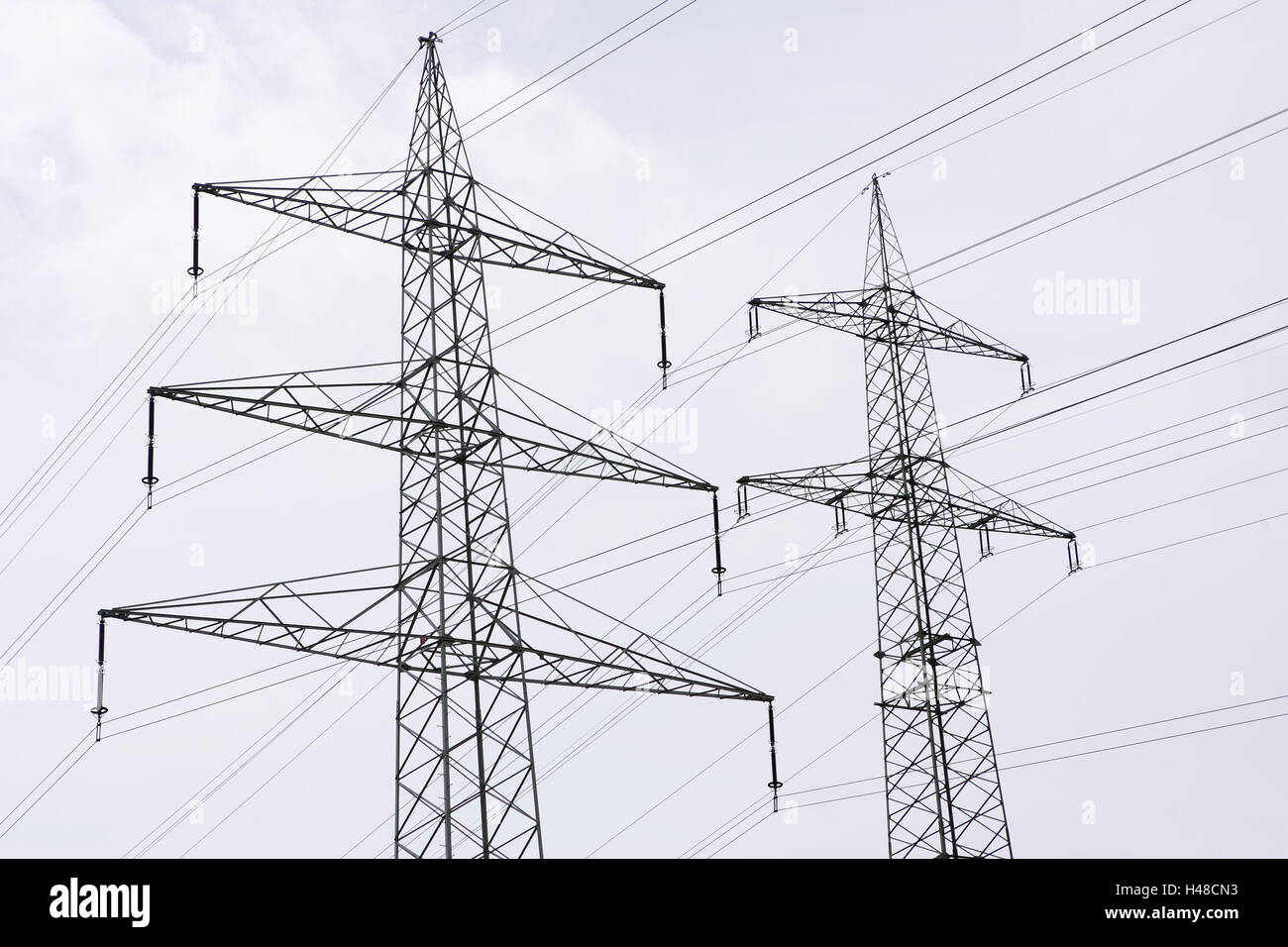 High-voltage poles, detail, power poles, masts, construction, steel ...