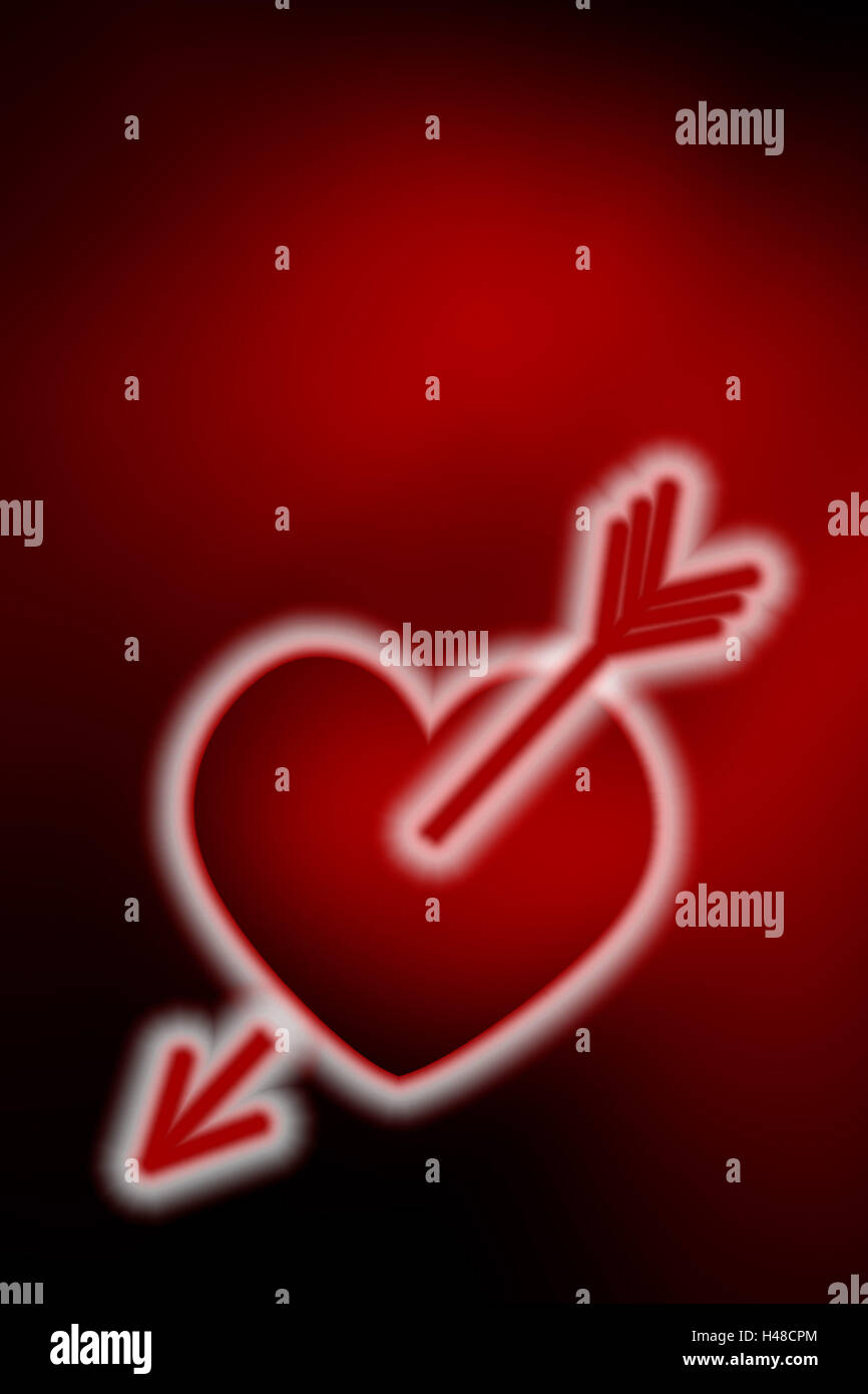 Neon heart, graphics, arrow Stock Photo - Alamy