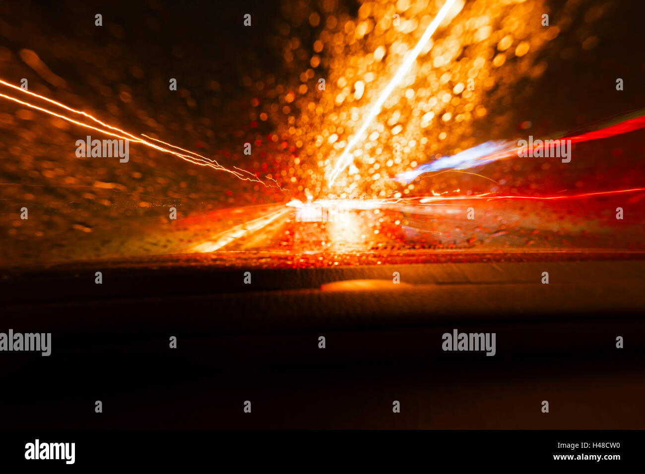 Long exposure speed car lights trails on a night highway Stock Photo ...
