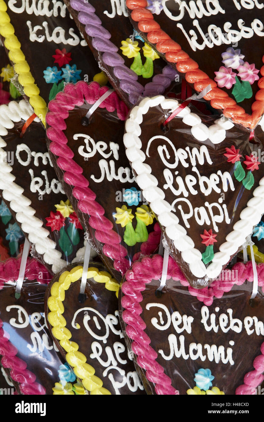 Gingerbread hearts, icing, stroke, cords Stock Photo - Alamy