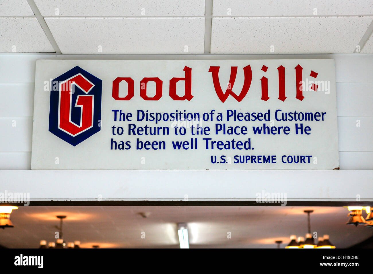 Good Will overhead sign inside the Harland Sanders KFC Cafe and Museum ...