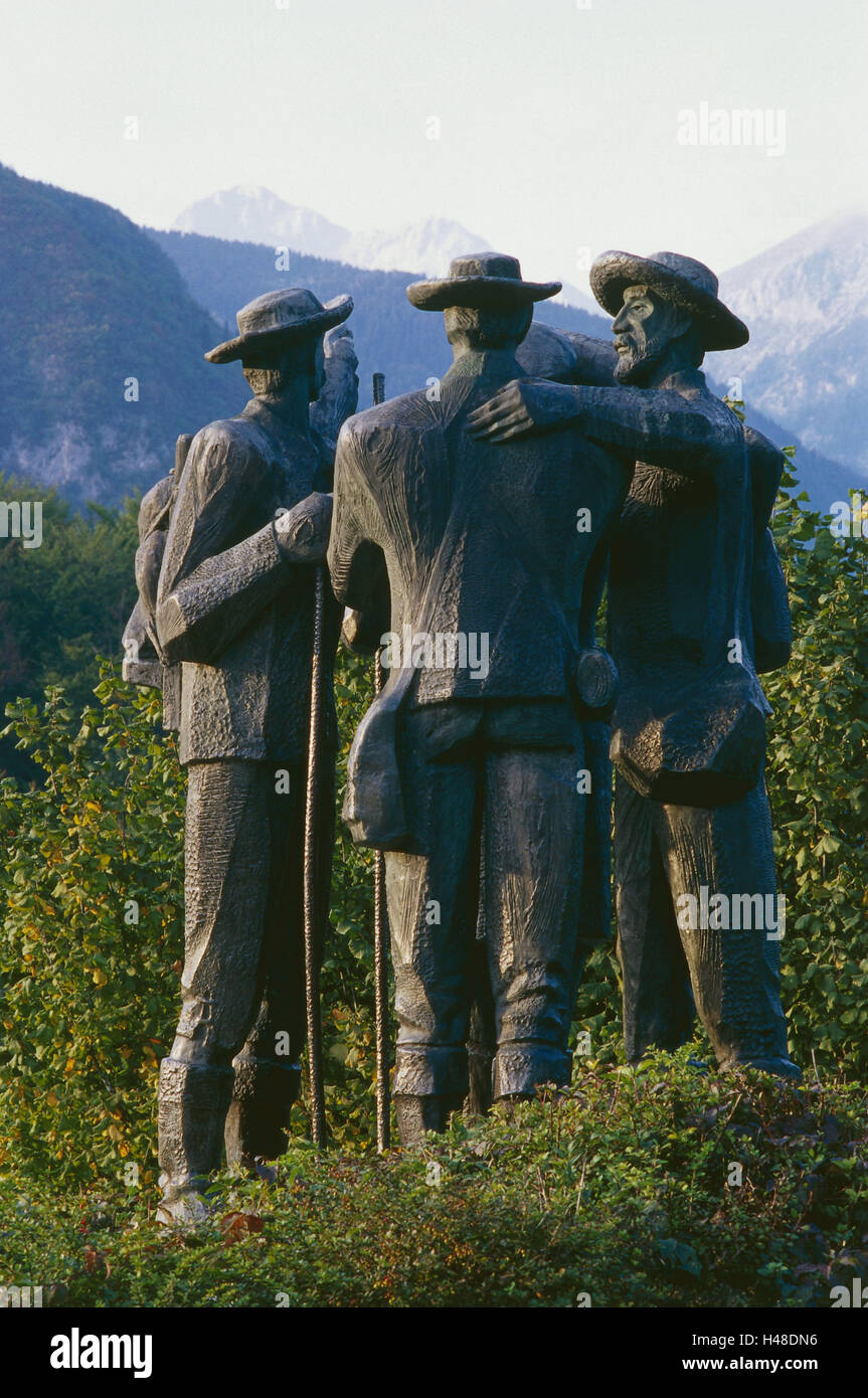 Slovenia, Triglav national park, Ribcev Laz, edge the forest, monument ...