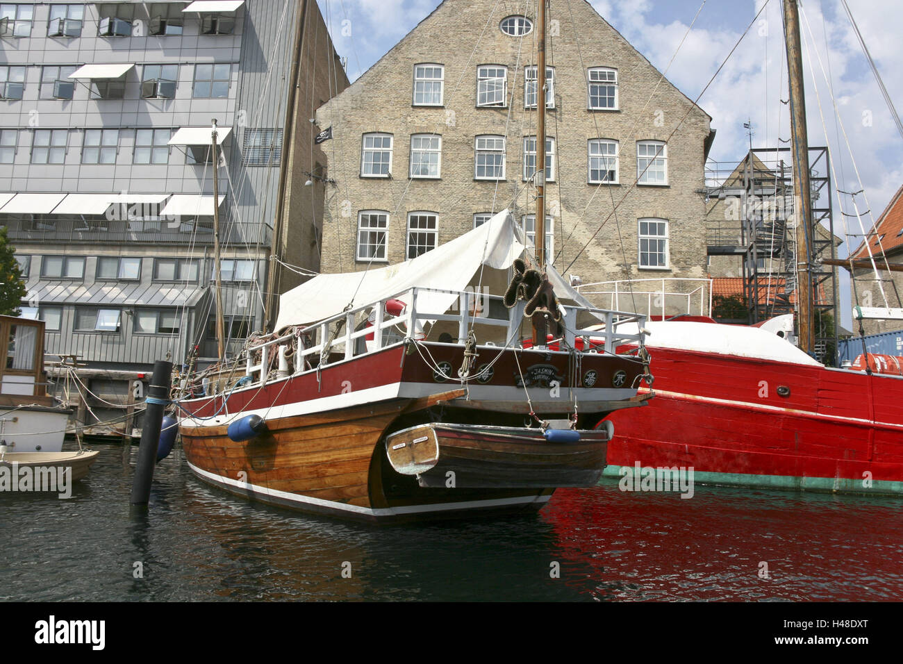 Denmark, Copenhagen, Christianshavn, Strandgade, sailing ships Stock ...