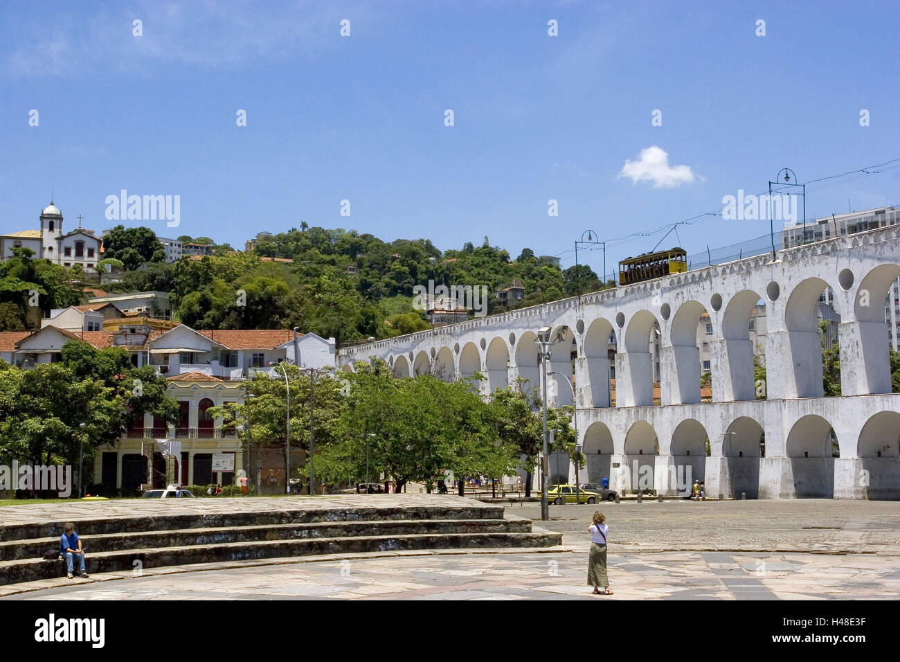 Brazil, Rio de Janeiro, Arcos there, Lapa, tram, South America, arcade ...