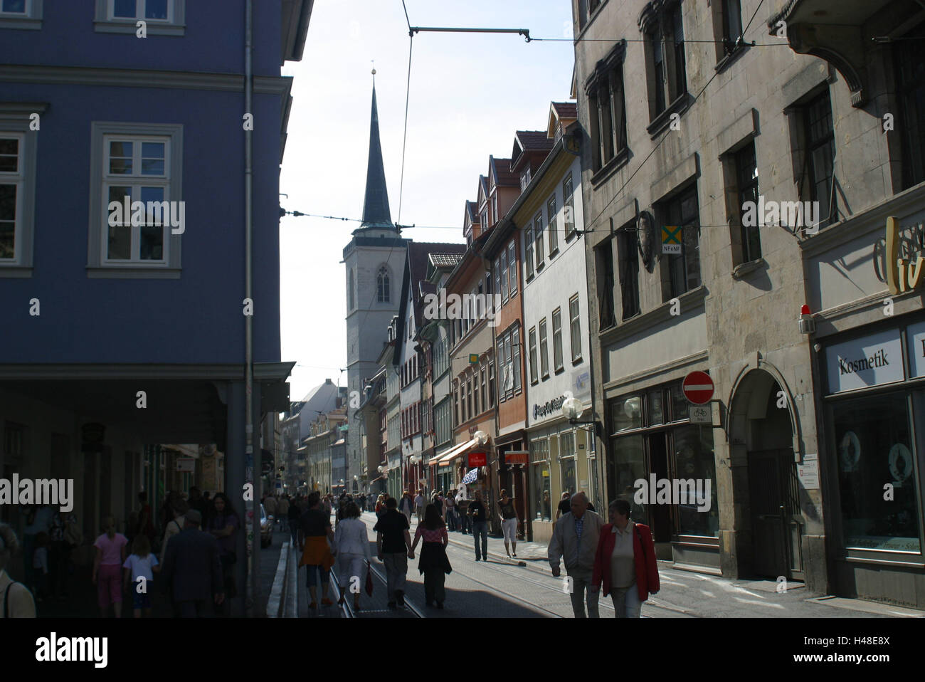 Germany, Thuringia, Erfurt, Old Town, lane, tourist, terrace, houses ...