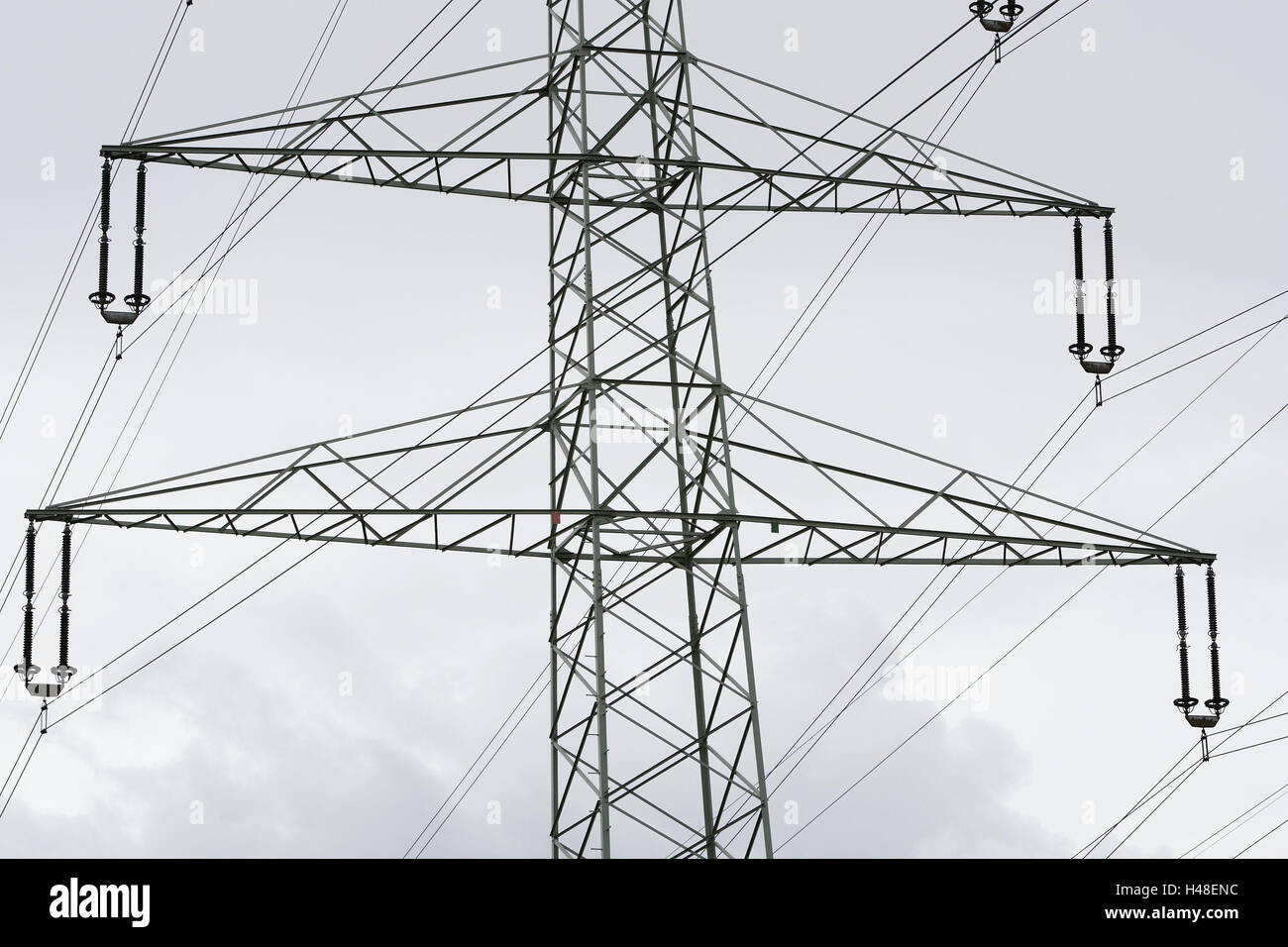 High-voltage poles, detail, power poles, masts, construction, steel ...
