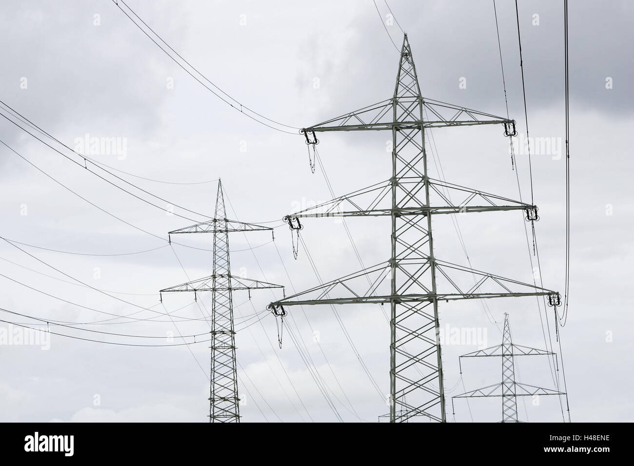 High-voltage poles, detail, power poles, masts, construction, steel ...