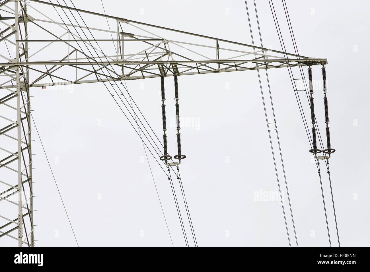 High-voltage poles, detail, power poles, masts, construction, steel ...