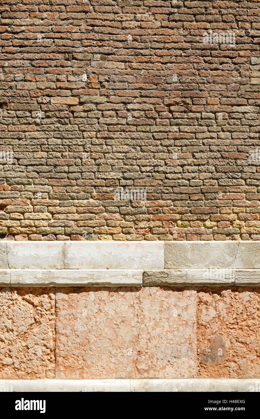 Brick walling, marble foundation, detail Stock Photo - Alamy