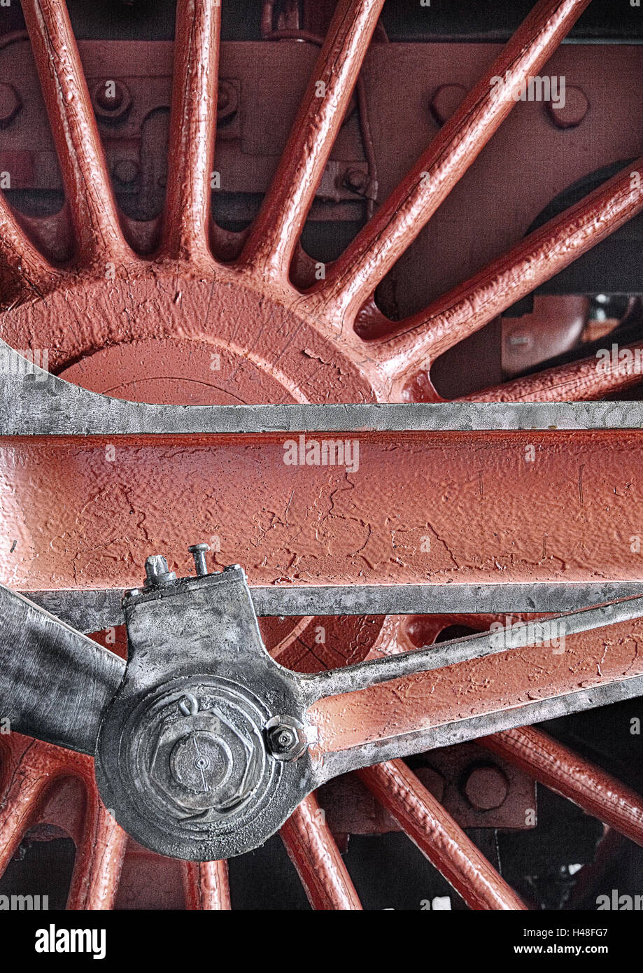 Locomotive, detail, wheel, spokes, bar, steel, crank, close-up Stock ...