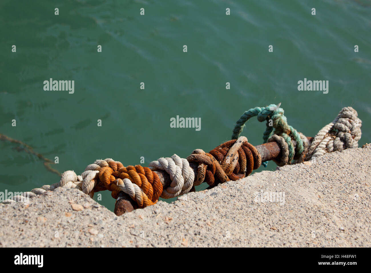 Greece, Crete, Sitia, harbour, landing stage, ropes Stock Photo - Alamy