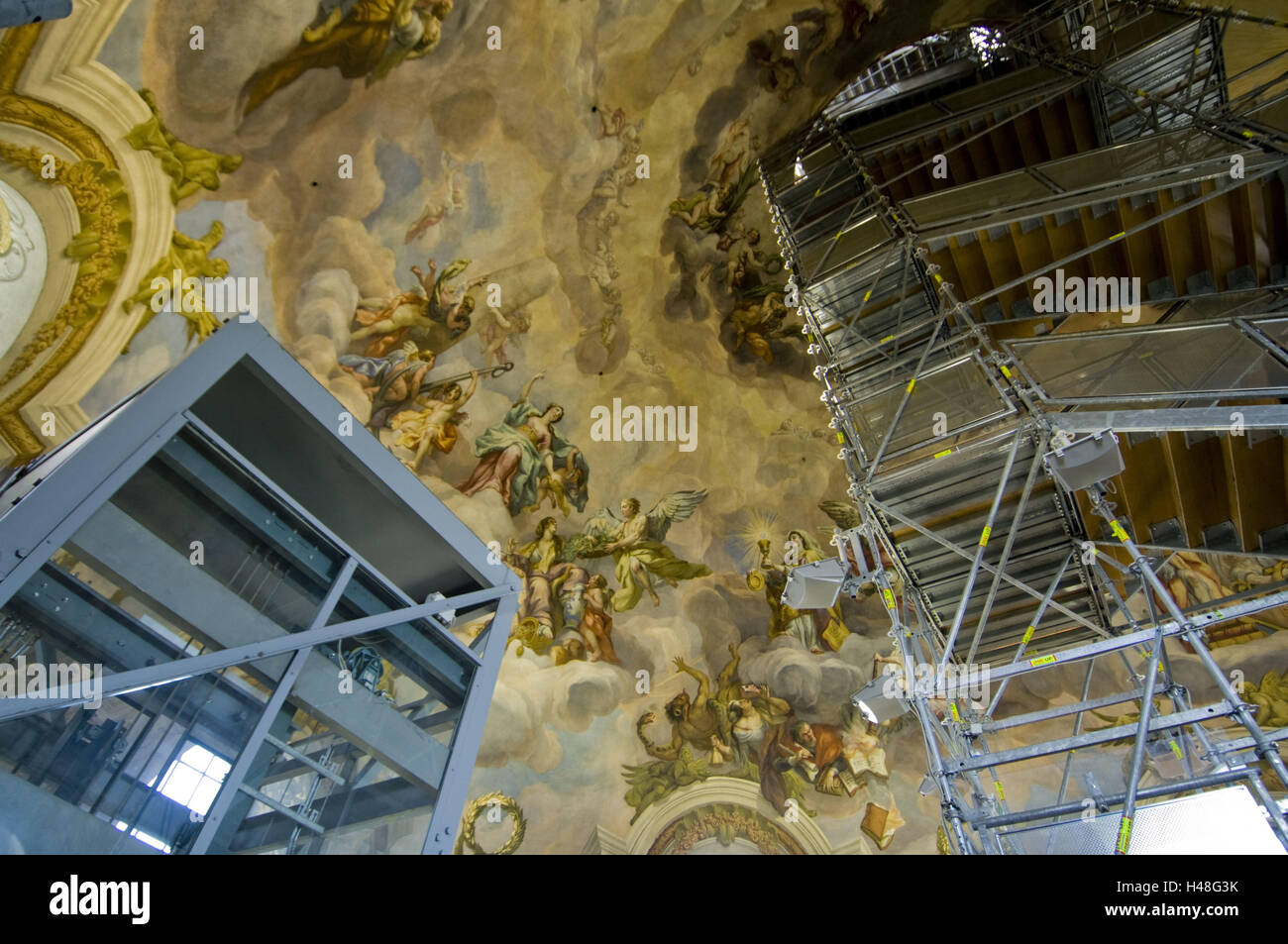 Austria, Vienna, Karl's church, panoramic lift, platform 32, 5 metres ...