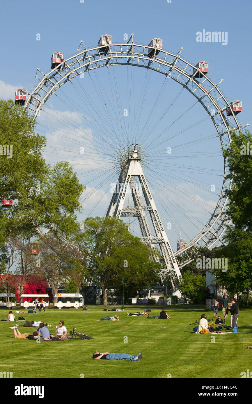 Austria, Vienna, Prater, fun fair Wurstelprater, big dipper, landmark ...