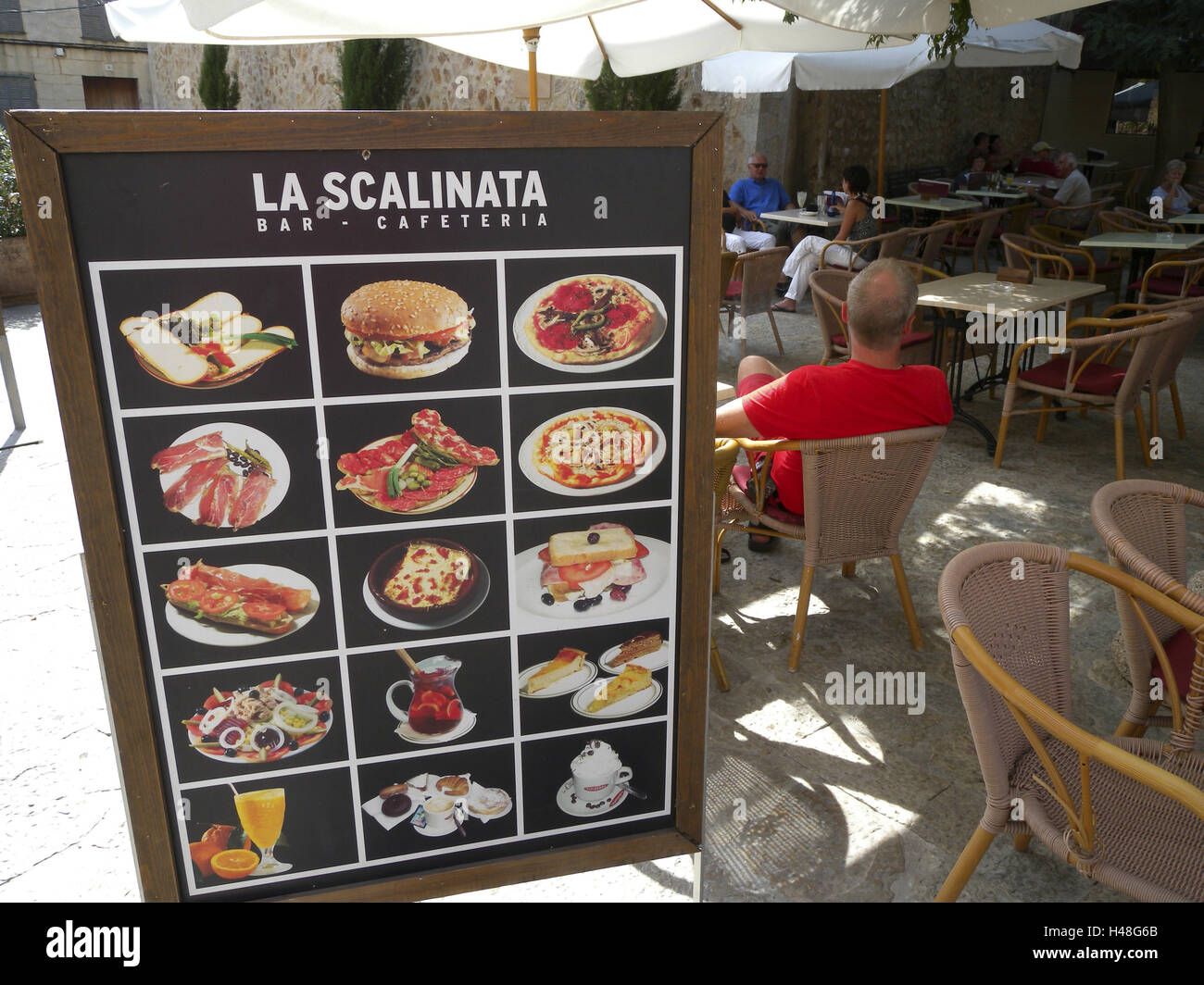 Almost Food restaurant, menu, Pollenca, Majorca, Spain Stock Photo - Alamy